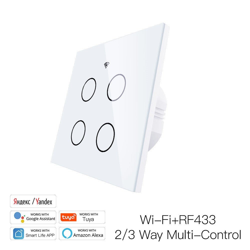 MOES Tuya Smart Switch WiFi+RF 4 Gang Switch- White (WRS-EU4-WH-MS) | Newton Stores